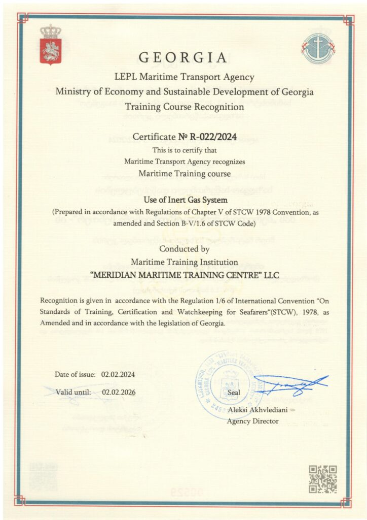 Use of Inert Gas System - MERIDIAN