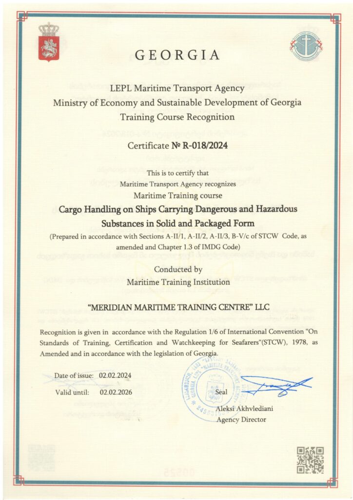 Cargo Handling on Ships Carrying Dangerous and Hazardous Substances in ...